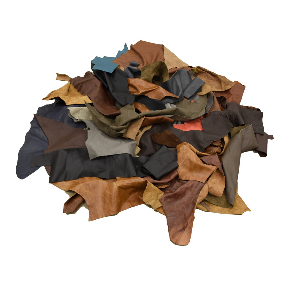 Upholstery Scrap Remnant Bags - 3-4 oz Color Mix | The Leather Guy