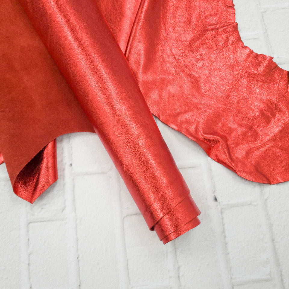 Roulette Red Metallic Vegas 2-3 oz Leather Cow Hides | Bottom Piece / 6 ...