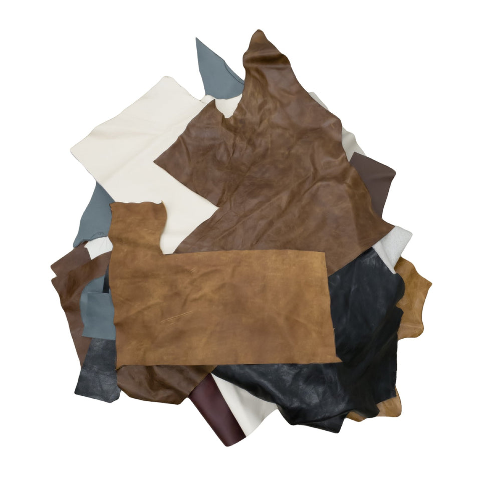 Upholstery Scrap Remnant Bags - 3-4 oz Color Mix | The Leather Guy