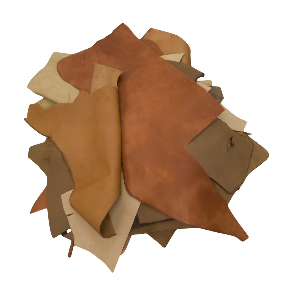 Earth Tones, 3-6 oz, Oil Tanned Remnant Bags | 3 lb | The Leather Guy